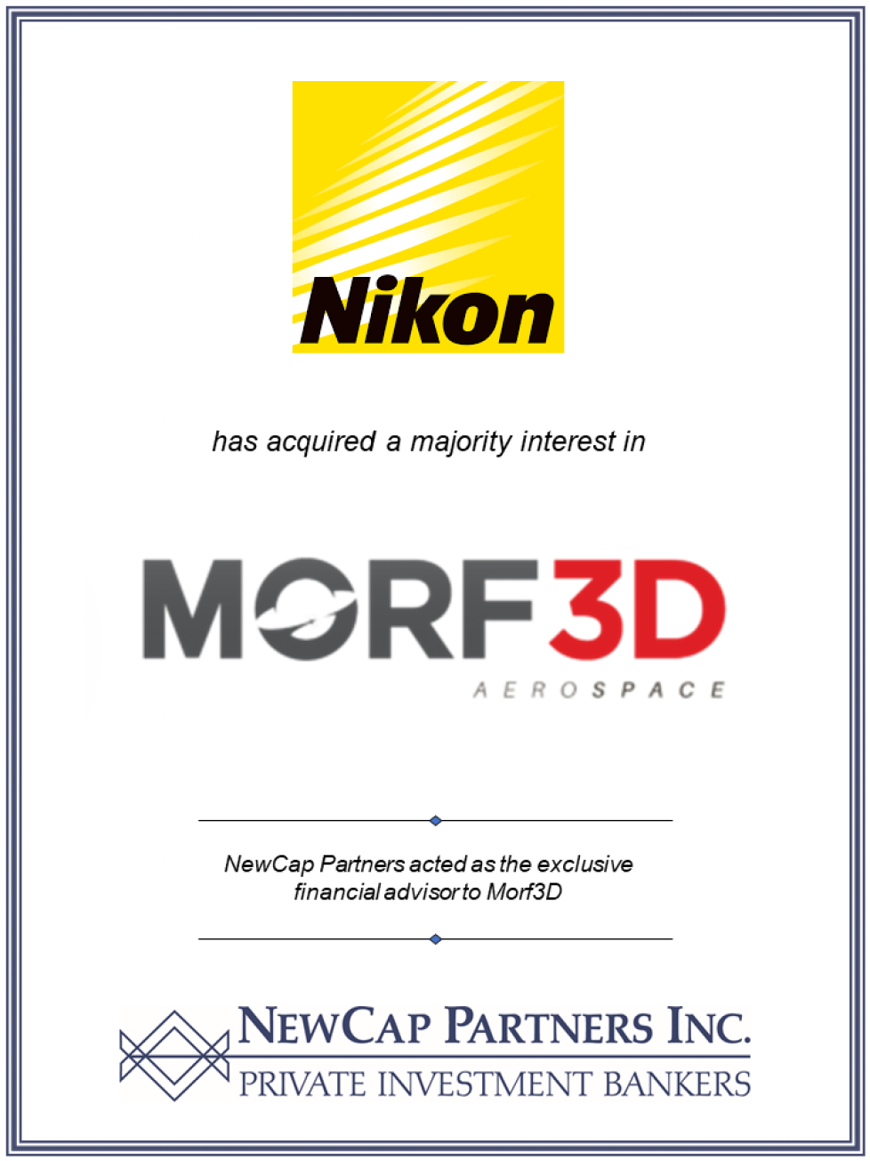 Morf3D Majority Control Transaction | NewCap Partners Inc.